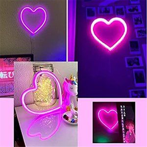 Party Supplies | Pink Heart Neon Sign Led Neon Light Battery Operated ...